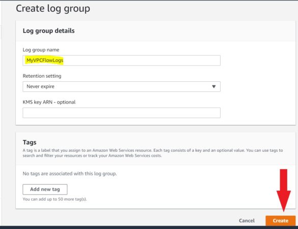 How to Setup VPC Flow Logs To CloudWatch Log Group - YallaLabs